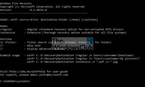 How to recover Deleted Files using WINFR on Windows 11/10?