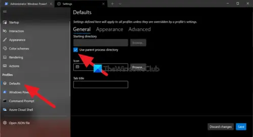 How to change Starting Directory in Windows Terminal