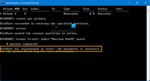 DiskPart has encountered an error: Access is denied