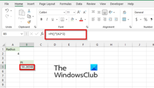 How to use the PI function in Excel
