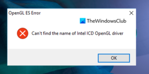 OpenGL ES Error: Can't find the name of the Intel ICD OpenGL driver