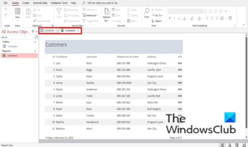 How to set Document Window Options in Access