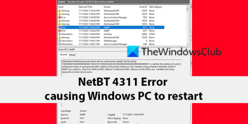 Fix NetBT 4311 Error, Initialization failed on Windows computers
