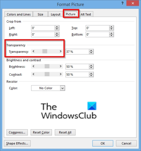 How to make Picture Background or Shape transparent in Publisher