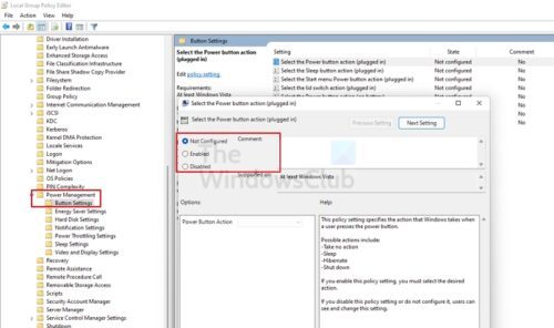 Change what Power Buttons do option is missing in Windows 11/10