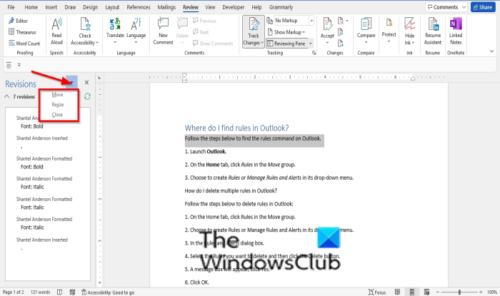 How to Turn On or Off Reviewing Pane in Microsoft Word