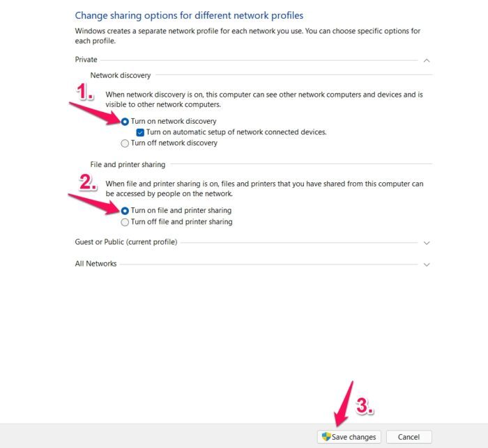 File Sharing is not working in Windows 11/10