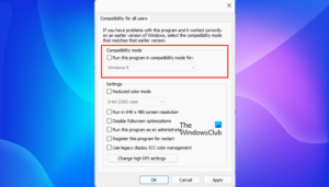 How to change Compatibility Mode settings in Windows 11/10