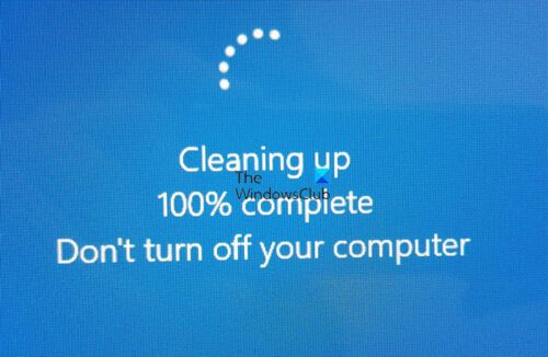 Windows computer stuck on Cleaning up screen