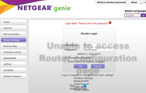 Unable to access Router configuration page using login URL or IP address