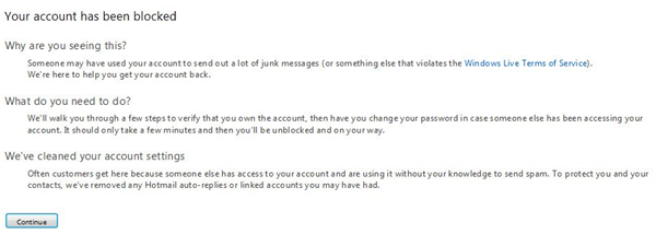 Unblock, Recover Blocked or Suspended Outlook or Microsoft account