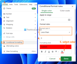 How to show Negative numbers in Red color in Google Sheets