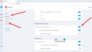 How to turn off the automatic Video Pop-Out in Opera browser