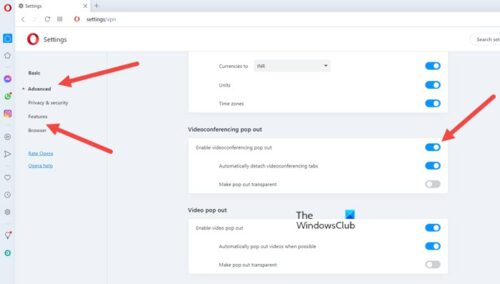 How to turn off the automatic Video Pop-Out in Opera browser