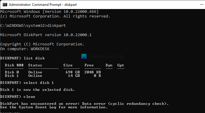 DiskPart has encountered an error: Access is denied DiskPart has encountered an error: Access is denied