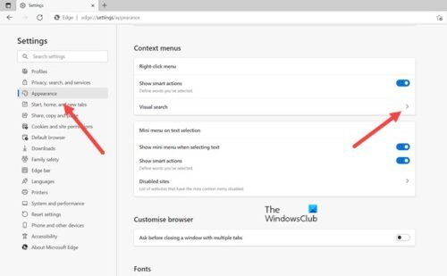How to enable or disable Visual Search in Microsoft Edge