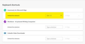How to set Keyboard Shortcuts for Chrome or Edge Extensions