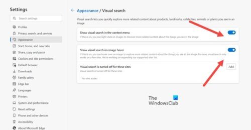 How to enable or disable Visual Search in Microsoft Edge