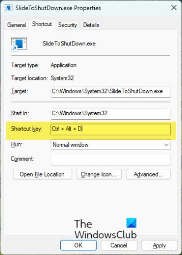 Create Slide To Shutdown shortcut in Windows 11/10