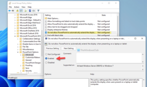 Stop PowerPoint from extending display when presenting on laptop