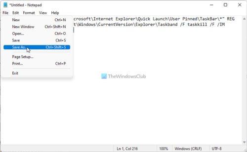 How to unpin all Taskbar icons at once in Windows 11/10