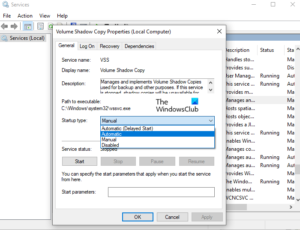 The VSS service is shutting down due to idle timeout
