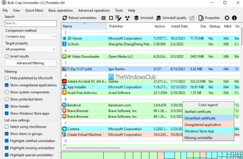Free software to Bulk Uninstall Programs, Microsoft Store apps in Windows