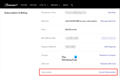 How to cancel Paramount Plus subscription using PC or Phone