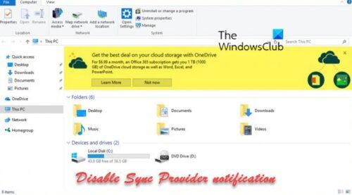 How to enable or disable Sync Provider notification in Windows 11/10