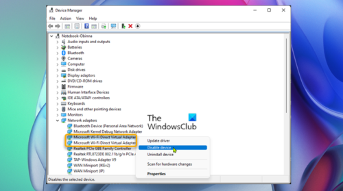 How to disable or remove Microsoft Wi-Fi Direct Virtual Adapter