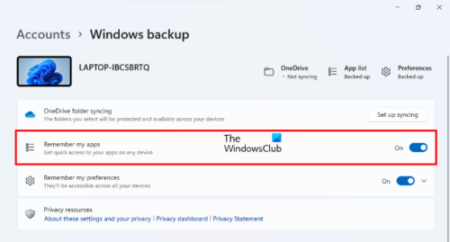 How to enable or disable Remember my apps in Windows 11