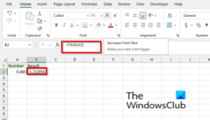 How to use the TAN function in Excel