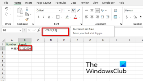 How to use the TAN function in Excel