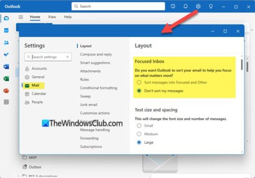 Enable or Disable Focused Inbox feature in new Outlook App