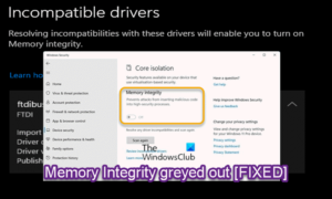 Memory Integrity greyed out or won't turn On/Off