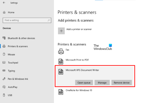Fix Microsoft XPS Document Writer not working