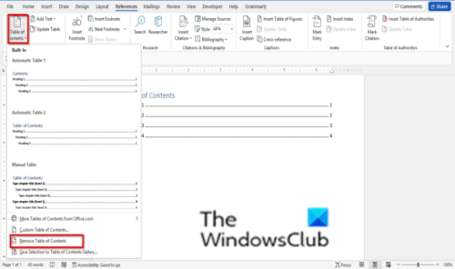 How to Edit, Update, Remove a Table of Contents in Word