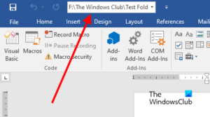 How to show File Path on Title Bar in Excel and Word