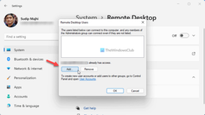 How to add or remove Remote Desktop users in Windows 11/10