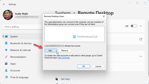How to add or remove Remote Desktop users in Windows 11/10