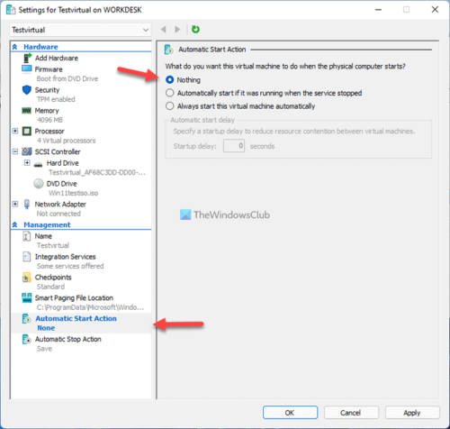 How to make Hyper-V virtual machine launch automatically at startup