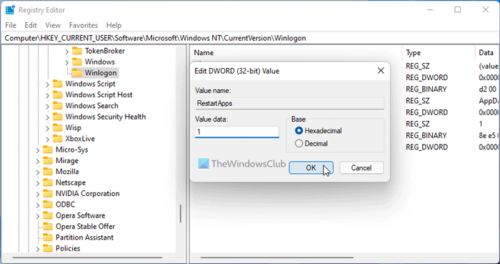 Automatically restart apps when you sign in again into Windows 11
