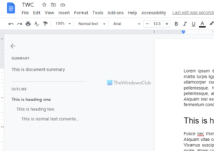 How to create Document outline in Google Docs