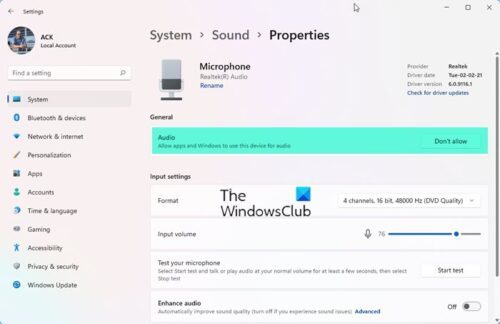 How to Disable or Turn off Microphone in Windows 11/10