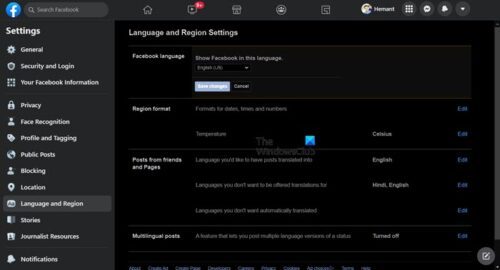 How to change Language in Facebook back to English