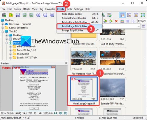 How to split multipage TIFF on Windows PC