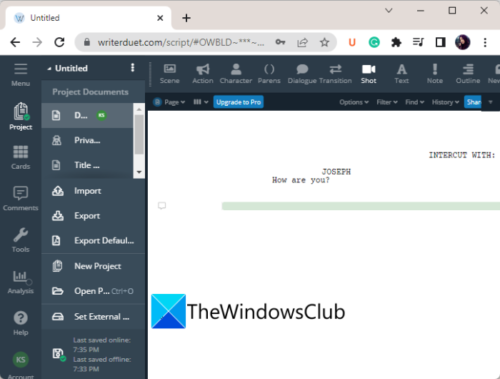 Best free Cloud based Script writing Online Tools