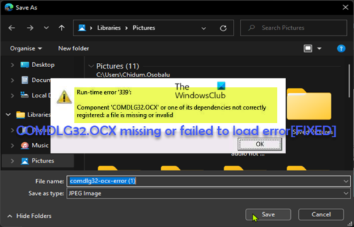 Fix COMDLG32.OCX missing or failed to load error on Windows 11