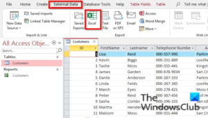 How to export data from Access to Excel