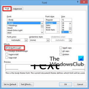 How to Strikethrough text in Word or Excel